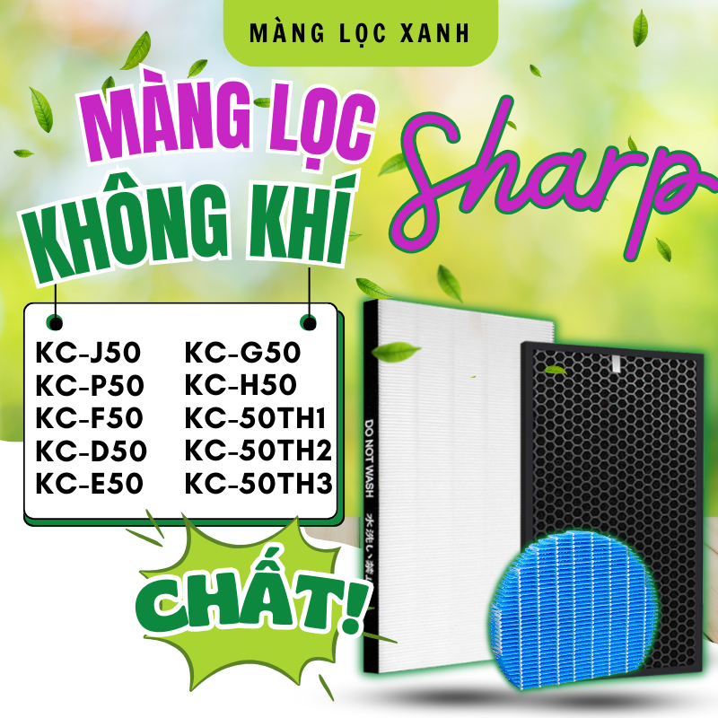 Màng lọc không khí Sharp KC-P50-W, KC-J50, KC-F50, KC-D50, KC-E50, KC-G50, KC-H50, TH1, 50TH2 ...