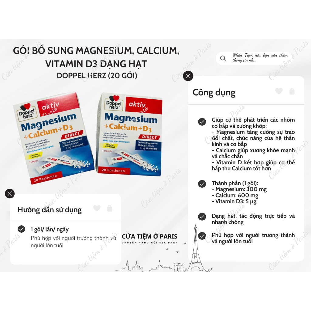 MAGIE, CANXI, VITAMIN D3 DẠNG CỐM - MAGNESIUM, CALCIUM, VITAMINE D3 ...