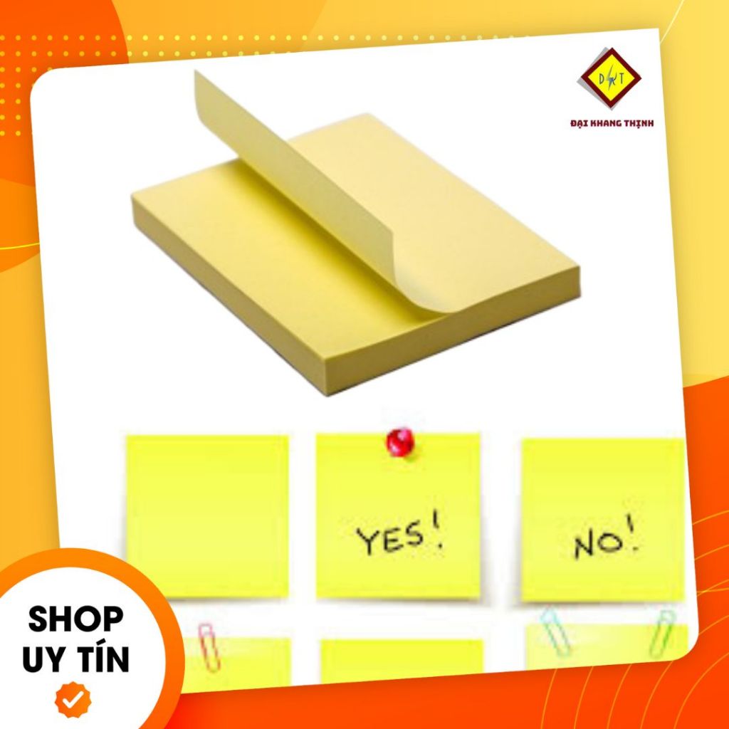 Giấy note vàng cam giấy ghi chú vàng cam loại 3x2 3x3 3x4 3x5 | Shopee ...