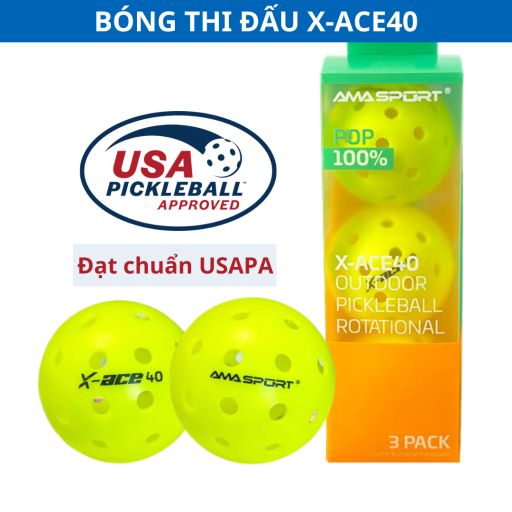 Banh Pickleball bóng Pickleball chuẩn thi đấu USAPA X-ACE40 tiêu chuẩn ...