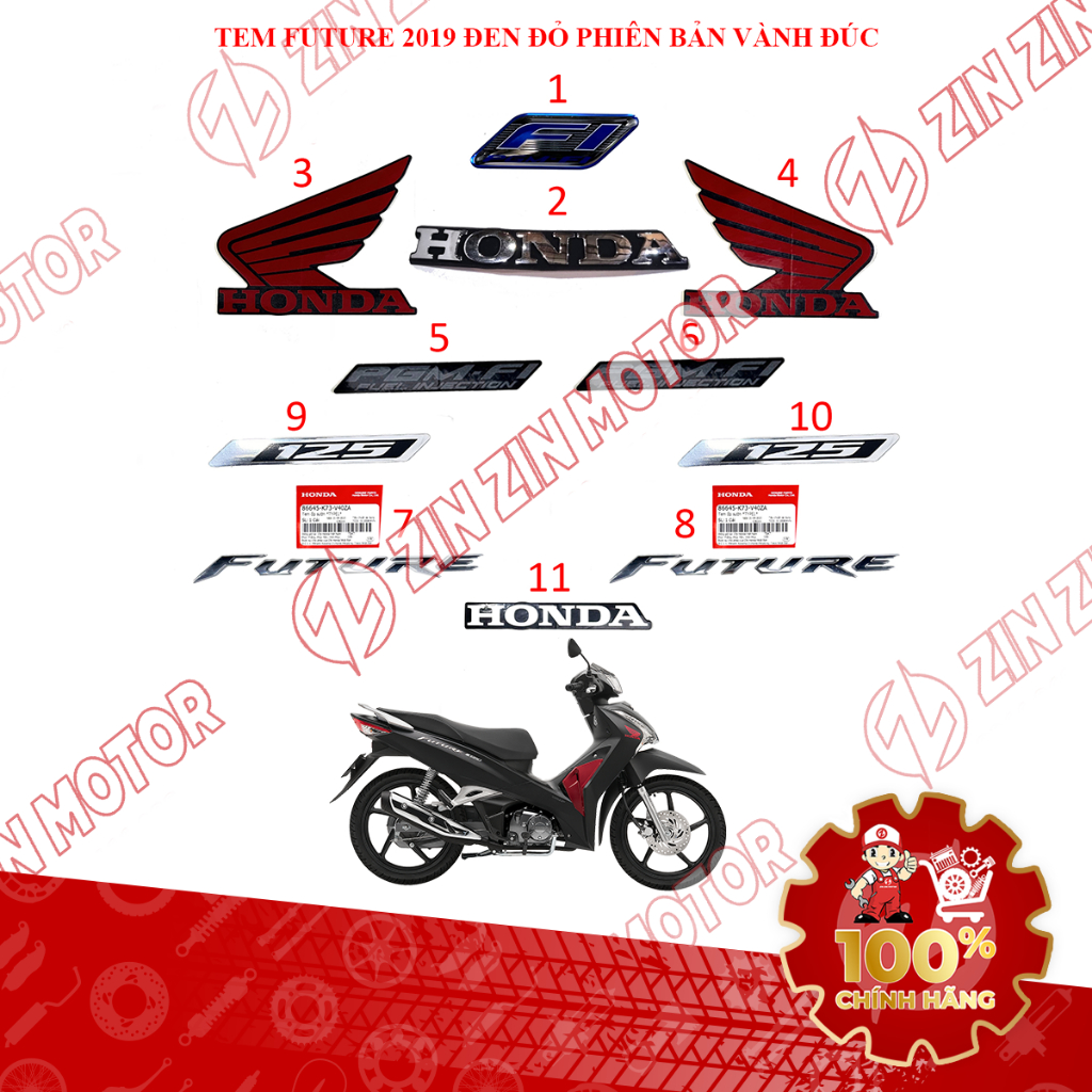Tem Xe Future 125 Fi, Tem Rời Future Led 2019 Đen Nhám (Đen Đỏ) Phiên ...