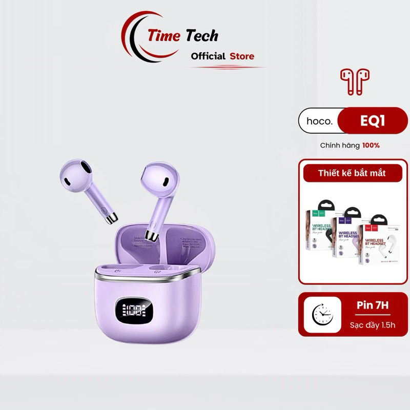 Tai nghe bluetooth không dây HOCO EQ1 - V5.3 chính hãng, pin 7H dock hiển thị đèn LED báo pin ...