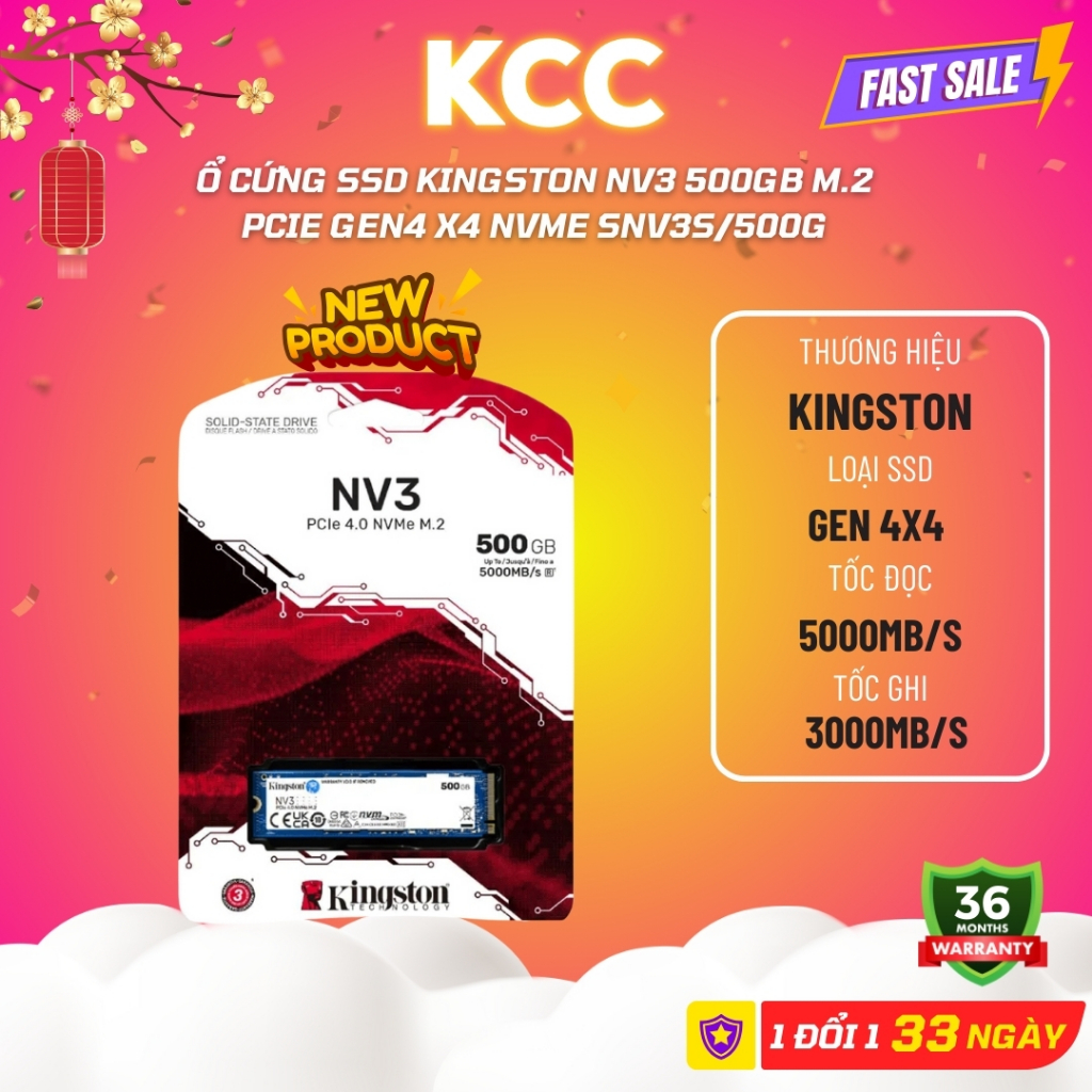 Ổ cứng SSD Kingston NV3 500GB M.2 PCIe Gen4 x4 NVMe SNV3S/500G - Mới, bảo hành 3 năm | Shopee ...