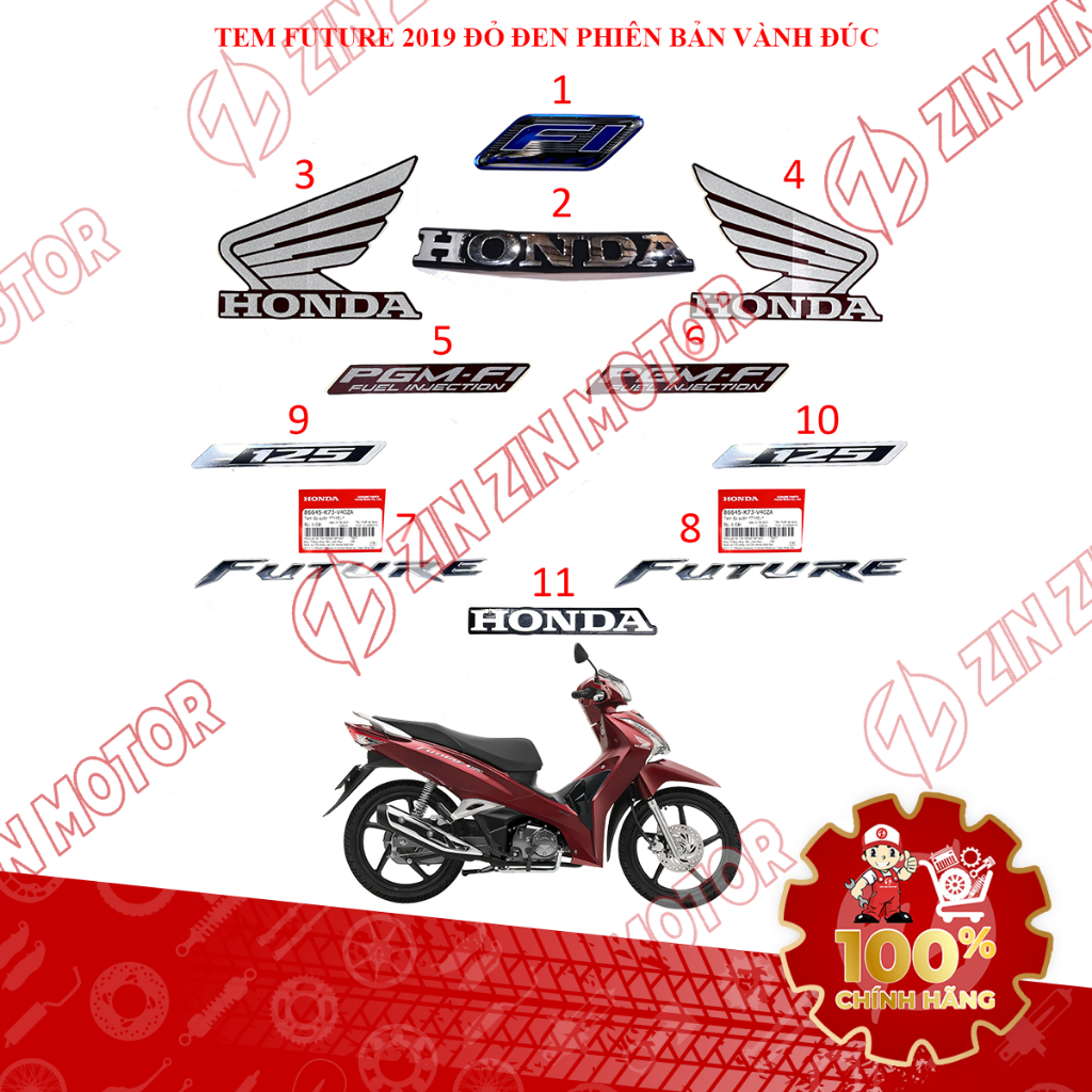 Tem Xe Future 125 Fi, Tem Rời Future Led 2019 Đỏ Đen Phiên Bản Vành Đúc ...