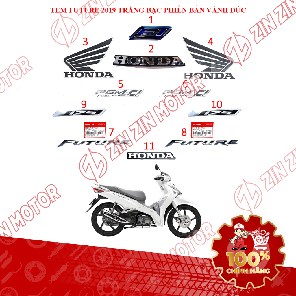 Tem Xe Future 125 Fi, Tem Rời Future Led 2019 Trắng Bạc Đen Phiên Bản ...