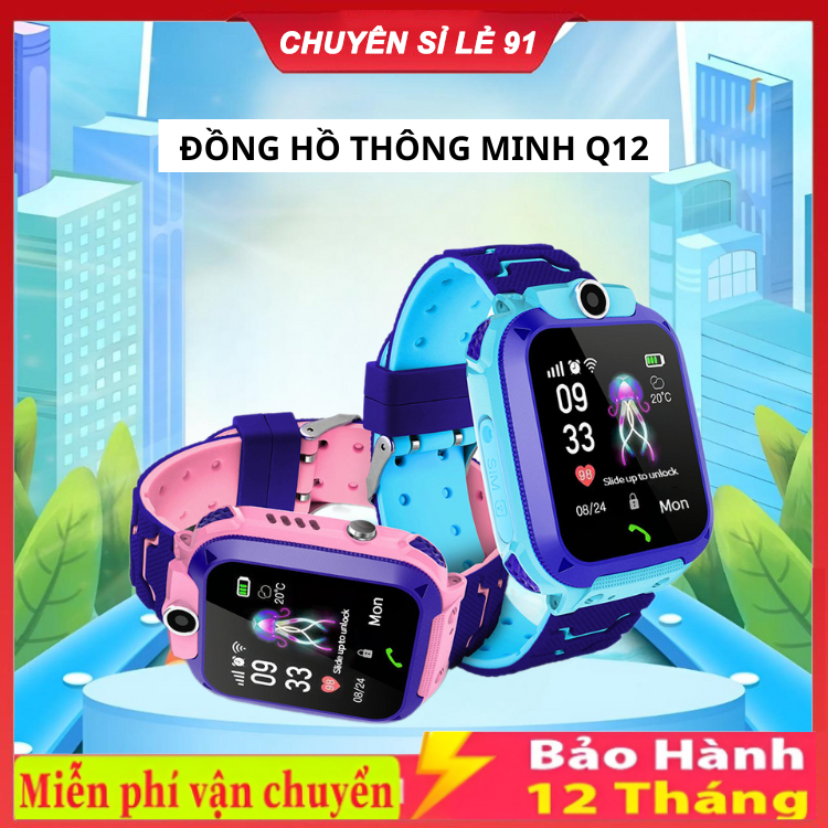 Đồng Hồ Thông Minh Trẻ Em Q12 Lắp Sim Nghe Gọi 2 Chiều,Nhắn Tin, Định Vị LBS, Chống Nước IP67 ...