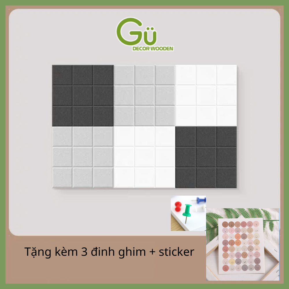 Bảng ghim nỉ dán tường tặng kèm ghim, sticker bảng ghi chú thông báo ...
