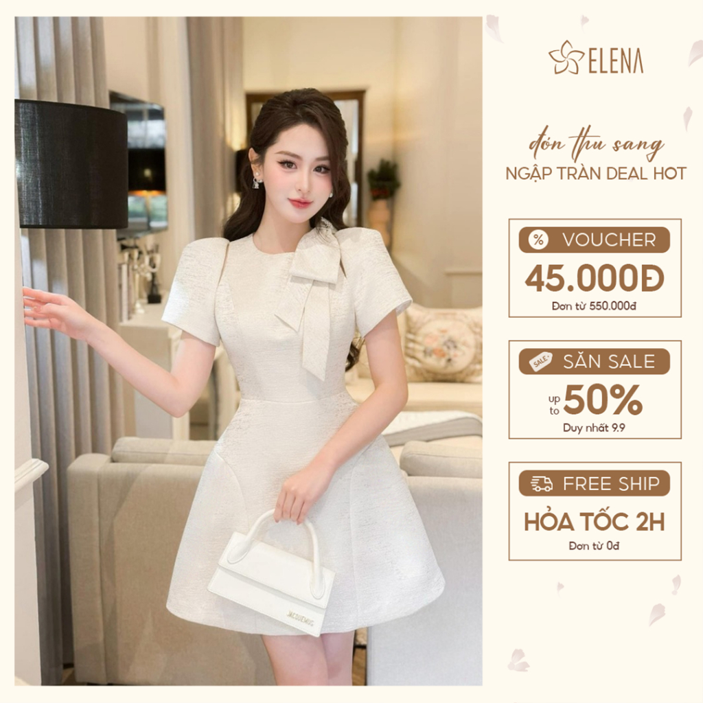 Váy Nữ Thiết Kế Nơ Lệch Vai ELENA Dáng Ngắn Chất Liệu Tafta Cao Cấp ...