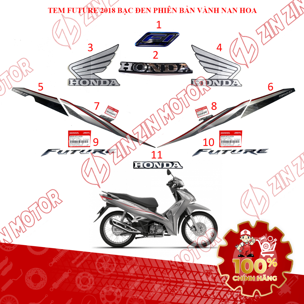 Tem Xe Future 125 Fi, Tem Rời Future Led 2018 Bạc Đen Phiên Bản Vành ...