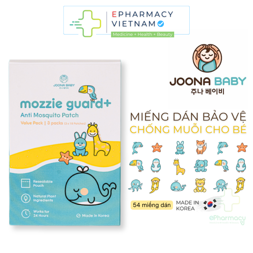 Hộp Miếng Dán JOONA BABY Mozzie Guard+ Chống Muỗi Cho Bé [1 Hộp 54 ...