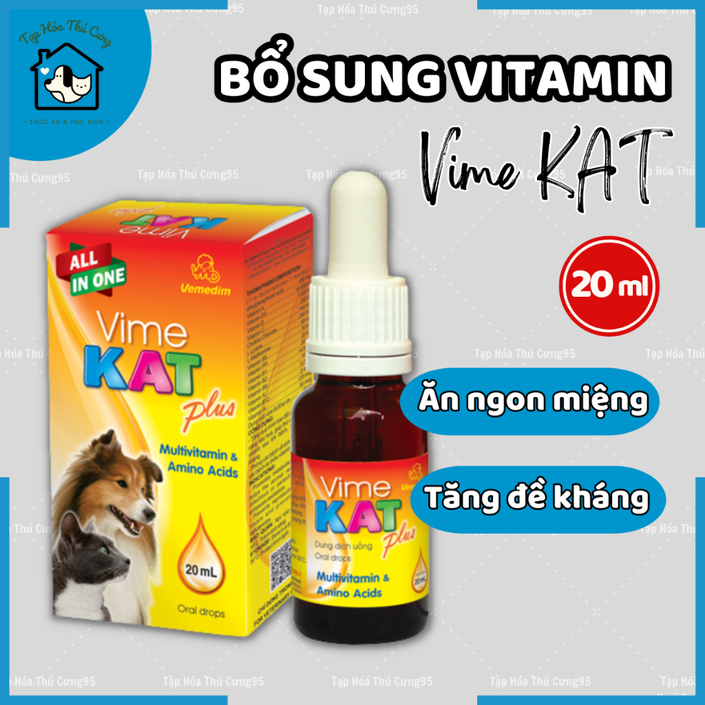 Vime Kat plus bổ sung vitamin tăng cường sức khỏe cho thú cưng chó mèo ...