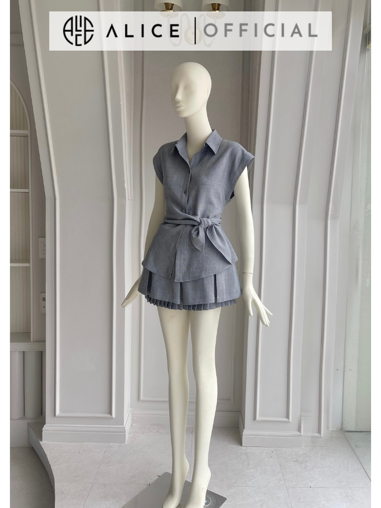 Set Váy Công Sở Áo Sơ Mi Cổ Đức Kèm Chân Váy Xếp Ly 2 Tầng ALICE Phong ...