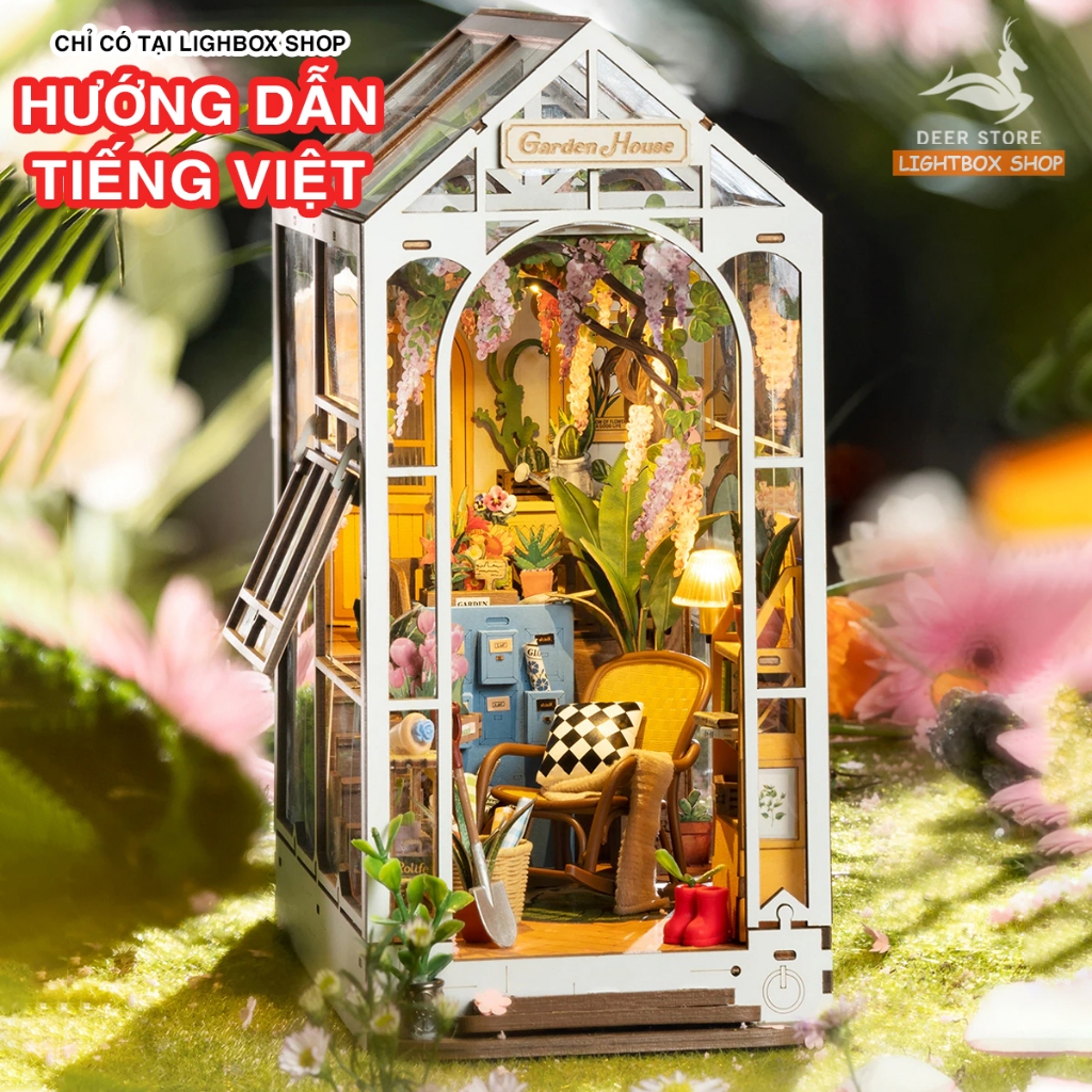 [Hướng dẫn Tiếng Việt ] Book Nook Robotime Rolife Holiday Garden House DIY TGB06. Mô hình gỗ 3d ...
