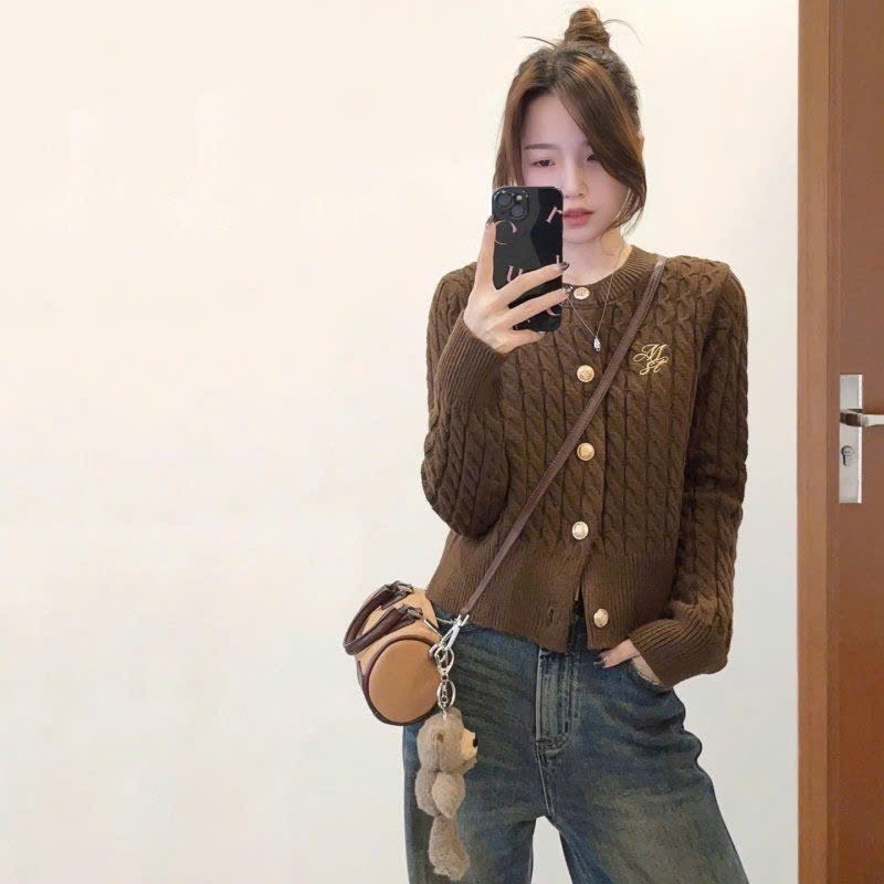 Áo Khoác Cardigan Len, Áo Cardigan Len Dệt Kim Vặn Thừng Khuy To Cổ ...