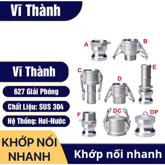 Khớp nối nhanh INOX 304 Type C (kiểu C) DN32 - DN40 | Shopee Việt Nam