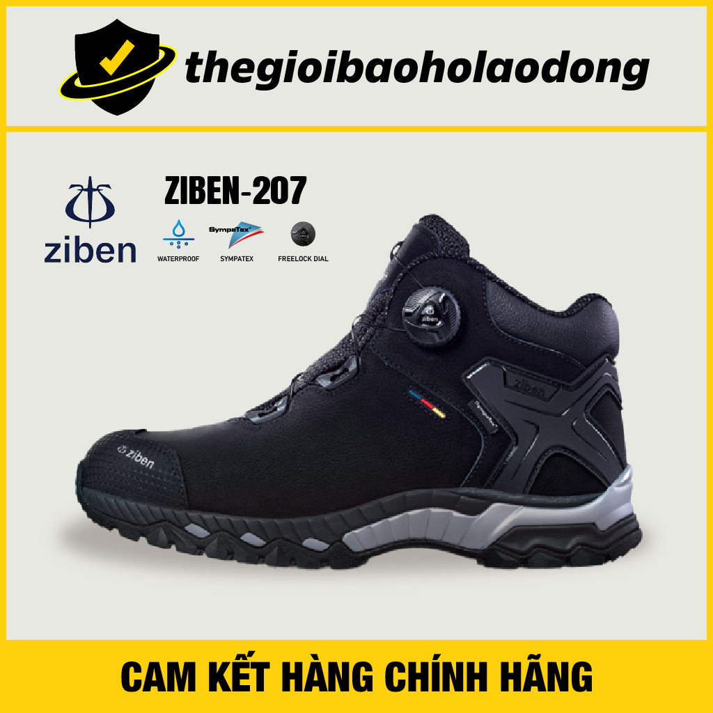 [HÀNG CHÍNH HÃNG]Giày Bảo Hộ Hàn Quốc Ziben 207 Cao Cổ Màu Đen, Chống Thấm Nước, Khóa Vặn Tiện ...