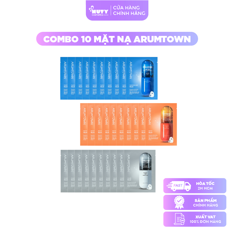 Mặt Nạ Dưỡng Ẩm, Sáng Da Arumtown Mask (23ml x10) | Shopee Việt Nam
