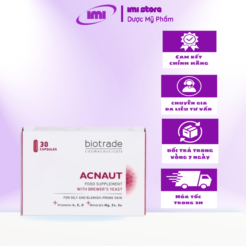 Viên Uống Acnaut Biotrade Food Supplement - Giảm Mụn, Kiềm Dầu Hộp 30 ...