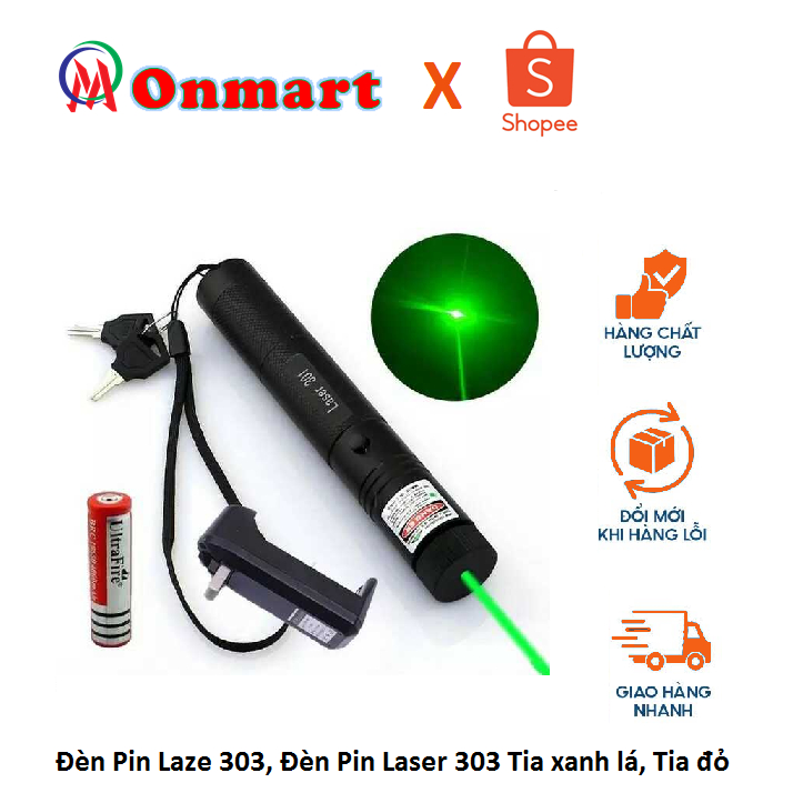 Đèn Pin Laze 303, Laser 303 Tia xanh lá, Tia đỏ Siêu Sáng Chiếu Xa ...