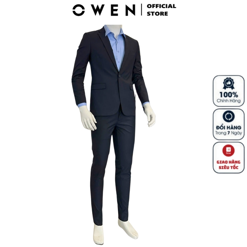 Bộ vest suit công sở nam Owen VES231841 comple veston màu Navy trơn vải ...