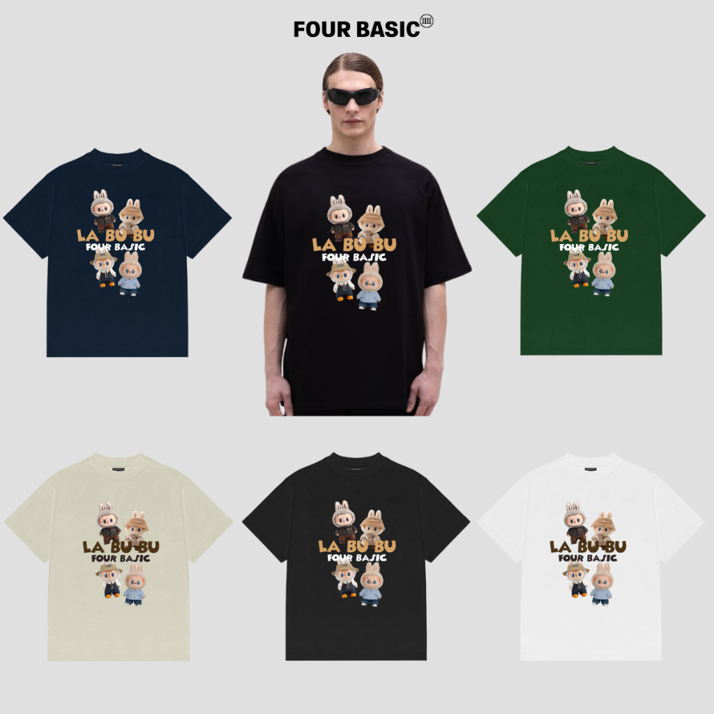 Áo thun tay lỡ Four Basic Labubu III Tee Fullbox cổ tròn Nam Nữ 100% ...