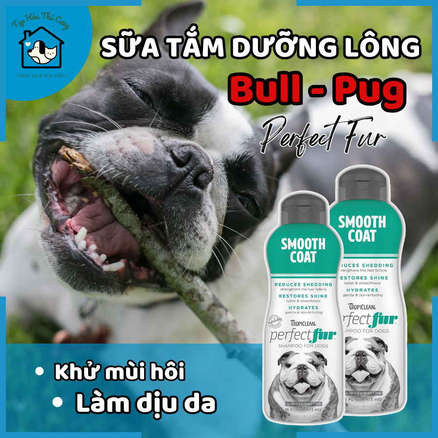 Sữa tắm cho chó bull pháp, pug Tropiclean Perfect Fur Smooth Coat ...