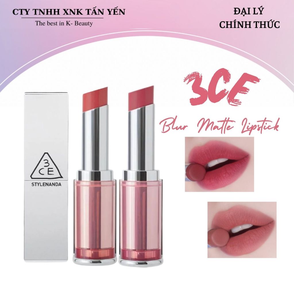 Son Thỏi 3CE Blur Matte Lipstick 4g (Rosiness - Misty Day - In The Fog) | Shopee Việt Nam