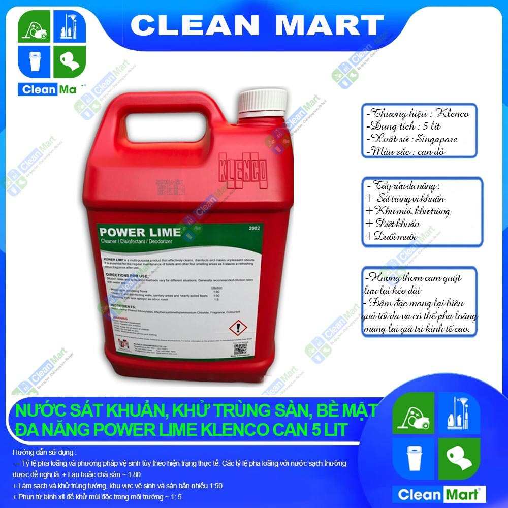 [KLENCO] Dung Dịch Tạo Mùi Và Khử Khuẩn POWER LIME Can 5 Lit - CLEAN ...
