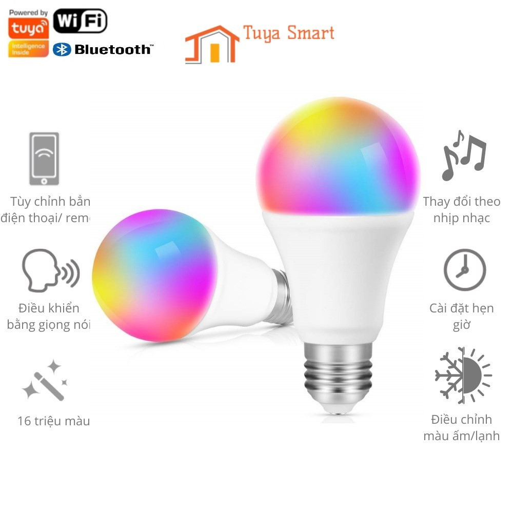 Bóng Đèn Thông Minh 10W Tuya Bóng Đèn Wifi / Bluetooth E27 E26 B22 Bóng ...