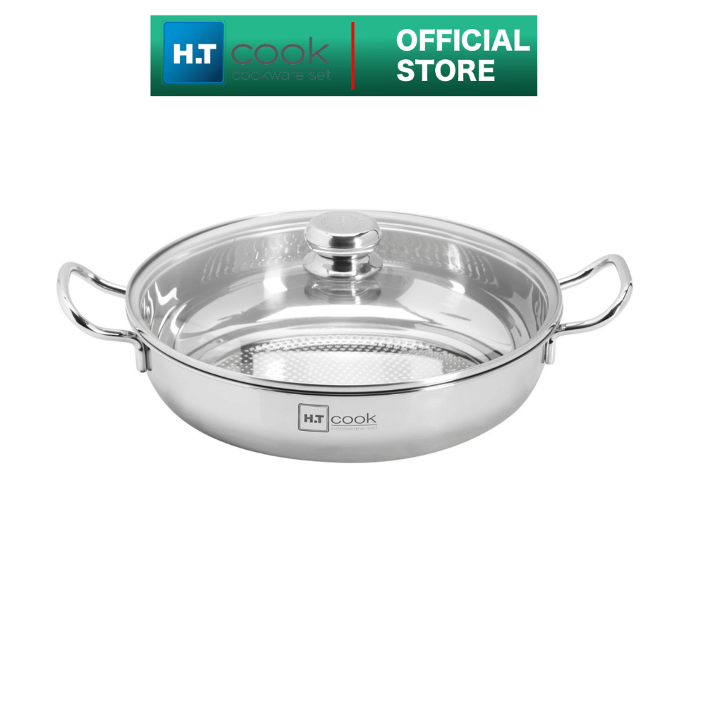 Nồi lẩu inox 1 đáy cao cấp Fivestar H.T Cook nắp kính 22cm - 30 cm dùng được bếp từ , gas , hồng ...