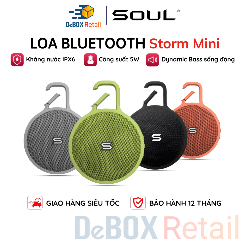 Loa Bluetooth SOUL Storm Mini, BT 5.3, Kháng IPX6, Công Suất 5W, Dynamic Bass Sống Động, Nghe ...