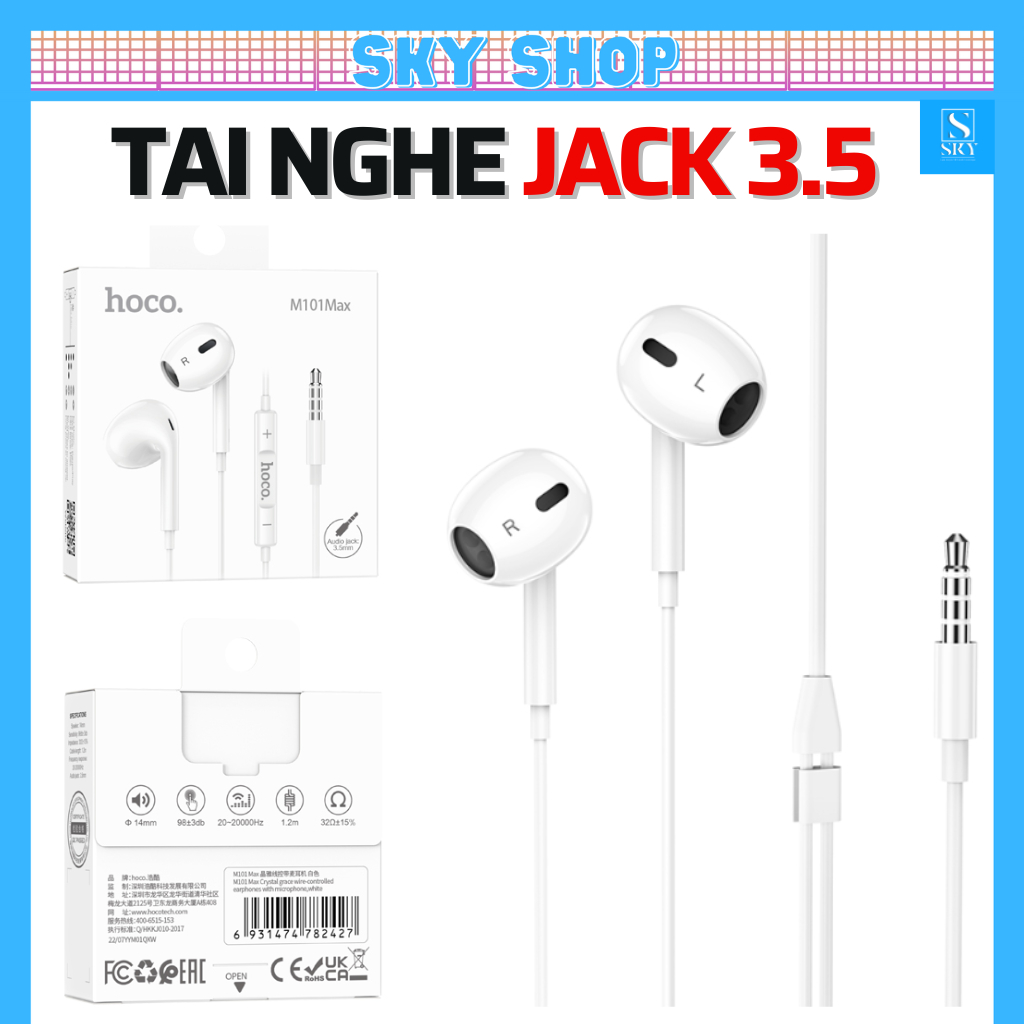 Tai nghe có dây Hoco M101 Max jack 3.5 - Hàng chính hãng âm bass to rõ ...