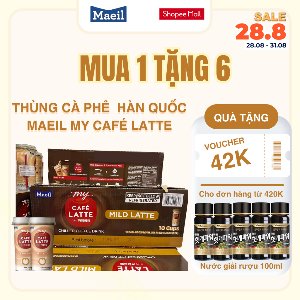 Cà phê uống liên Maeil My Café Latte Nhập Khẩu Hàn Quốc Hương Vị Thơm Ngon Không Gây Mất Ngủ ...