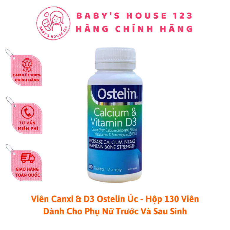 Viên Canxi & D3 Ostelin Vitamin D & Calcium Úc Cho Bà Bầu - Hộp 130 viên | Shopee Việt Nam