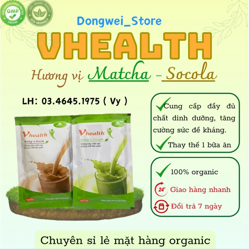 Ngũ cốc dinh dưỡng Vhealth hương vị Matcha Socola cung cấp giàu chất ...