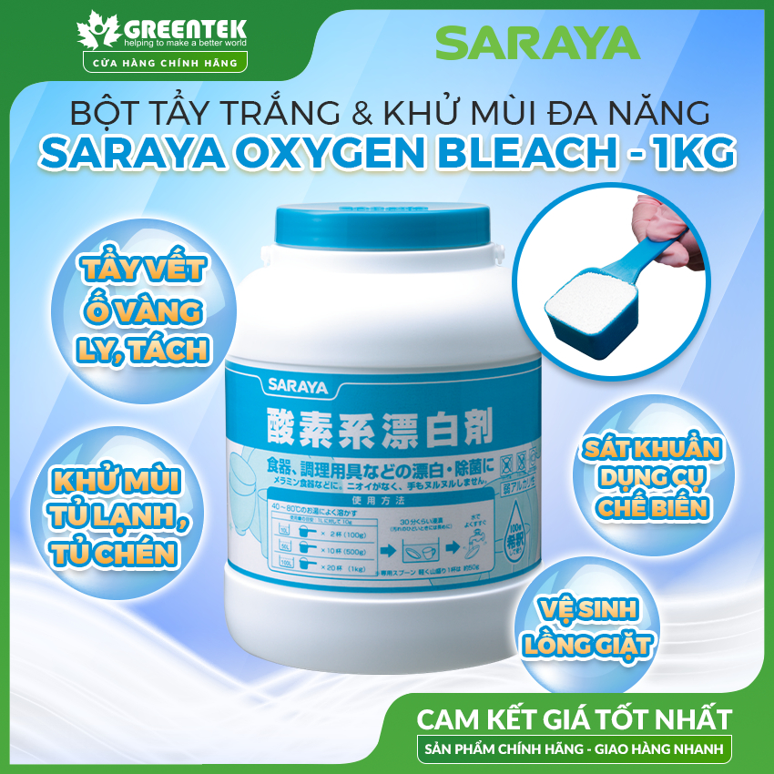 Bột tẩy trắng và khử mùi đa năng SARAYA OXYGEN BLEACH dùng men sứ, bát đĩa ly, quần áo, lồng máy ...