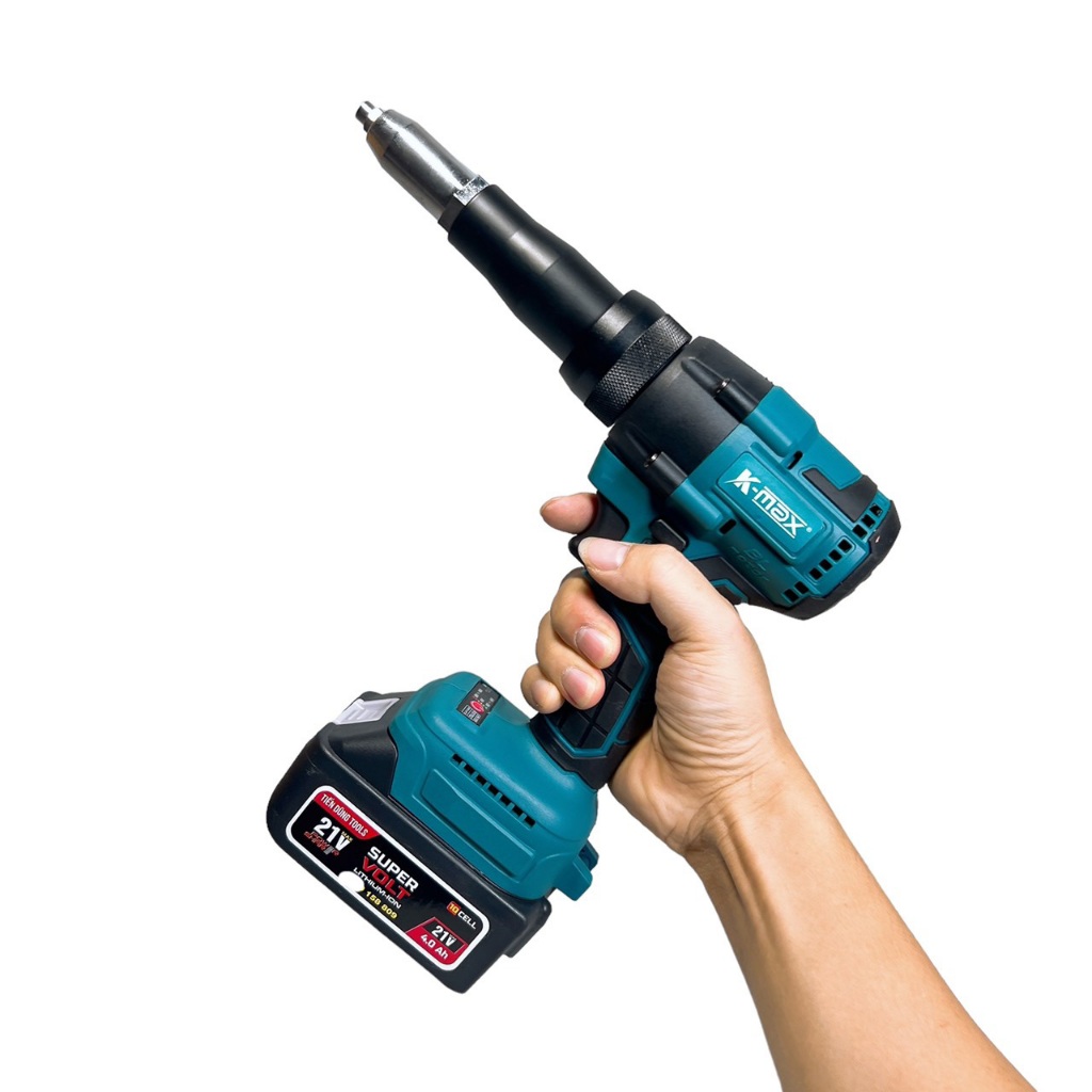 Máy rút đinh nhôm rive dùng pin 21V K-Max không chổi than chân pin phổ ...