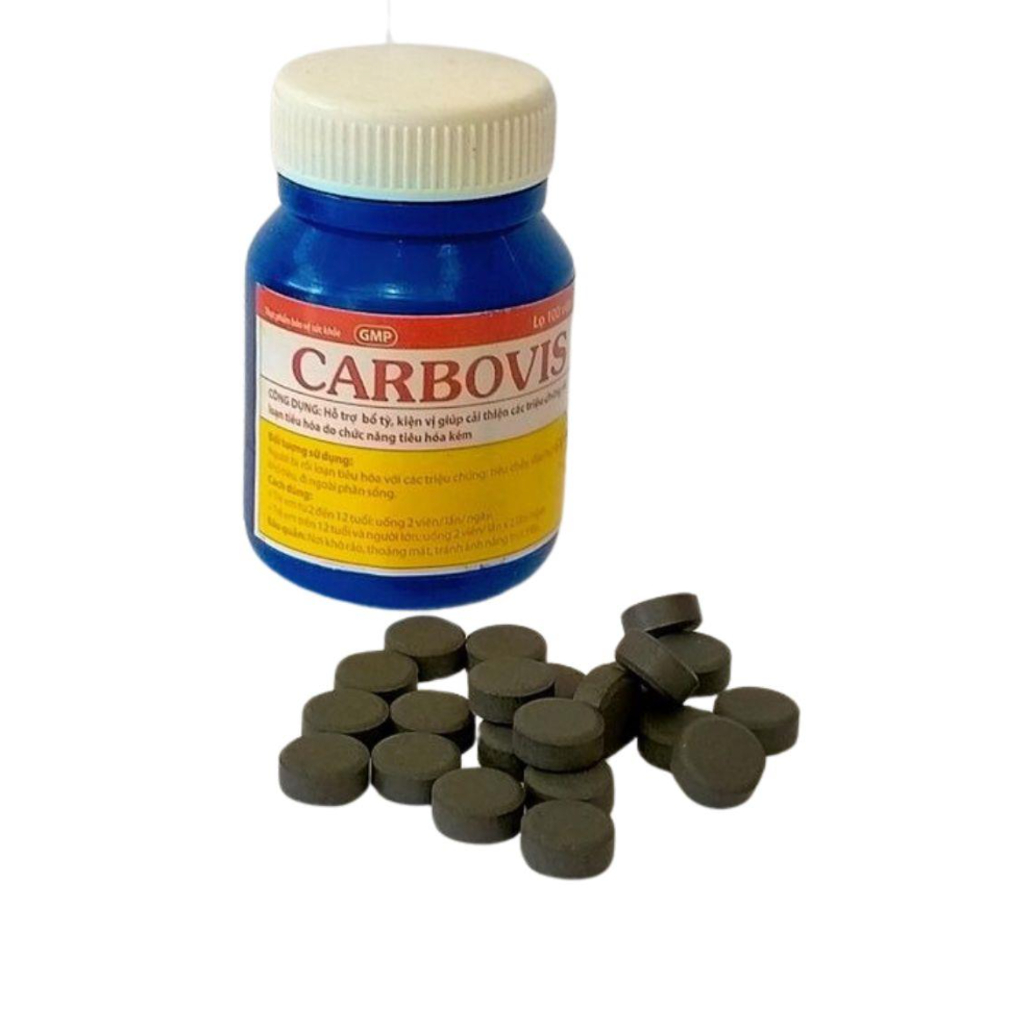 Carbovis hỗ trợ đau bụng, đầy bụng, khó tiêu, tiêu chảy - chai 100 viên ...