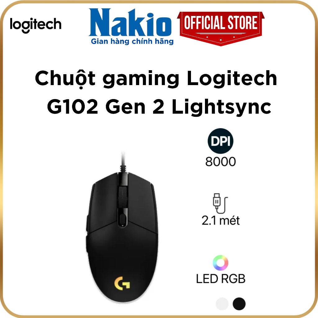 Chuột gaming Logitech G102 Gen 2 Lightsync - Hàng chính hãng bảo hành 24 tháng | Shopee Việt Nam