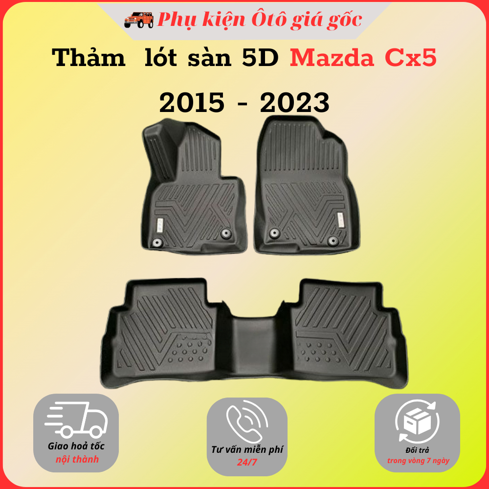 Thảm lót sàn NHỰA 5D TRÀN VIỀN xe Mazda Cx5 2018 - 2022, 2023, 2024 Thảm nhựa TPV 5D đúc nguyên ...