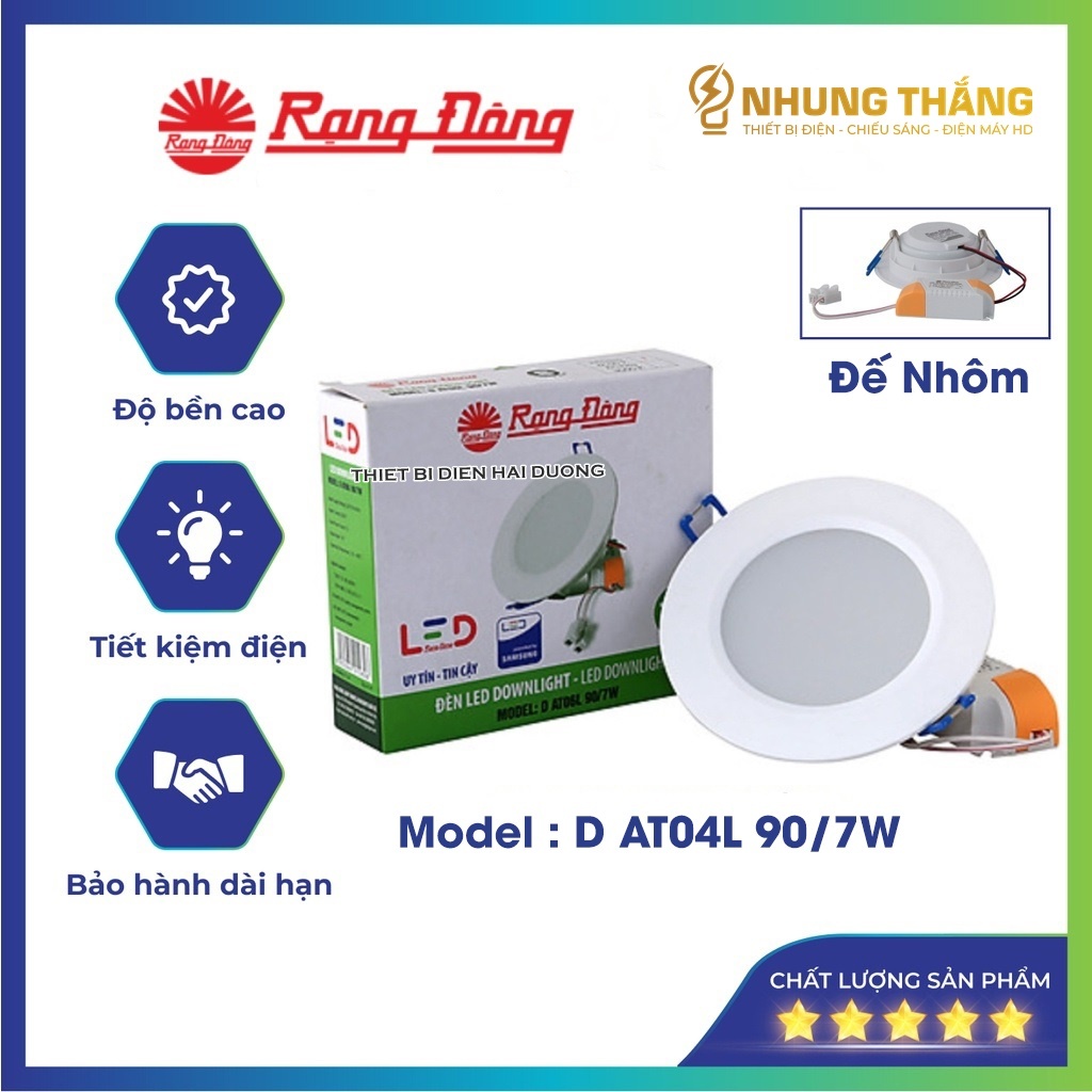 Đèn Downlight Âm Trần Rạng Đông D AT06.V2 90/7W Đế Nhựa - D AT04L 90/7W Đế Nhôm - Siêu Sáng Tiết ...