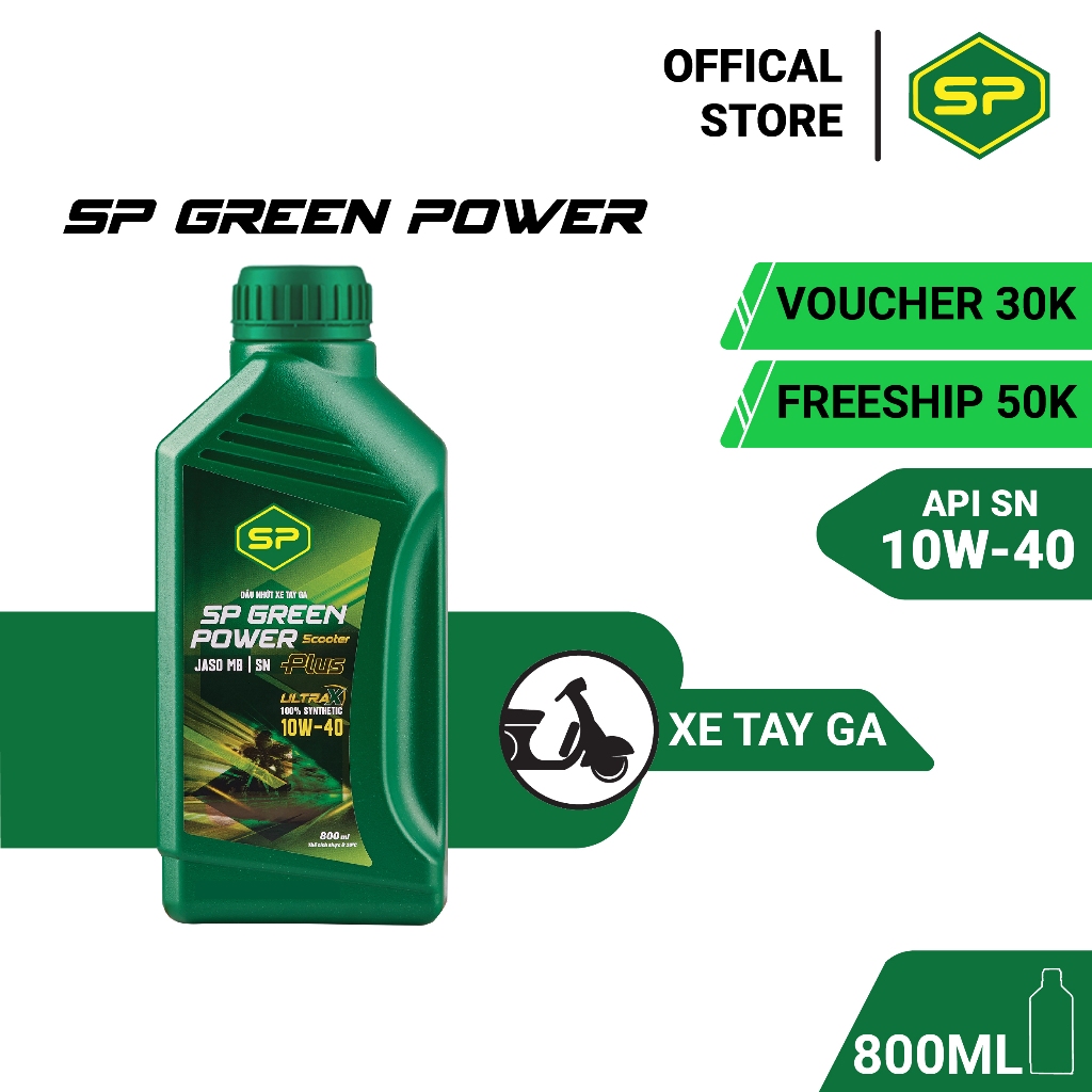 Dầu nhớt xe ga Saigon Petro - SP Green Power Scooter Plus 10W40, API SN ...