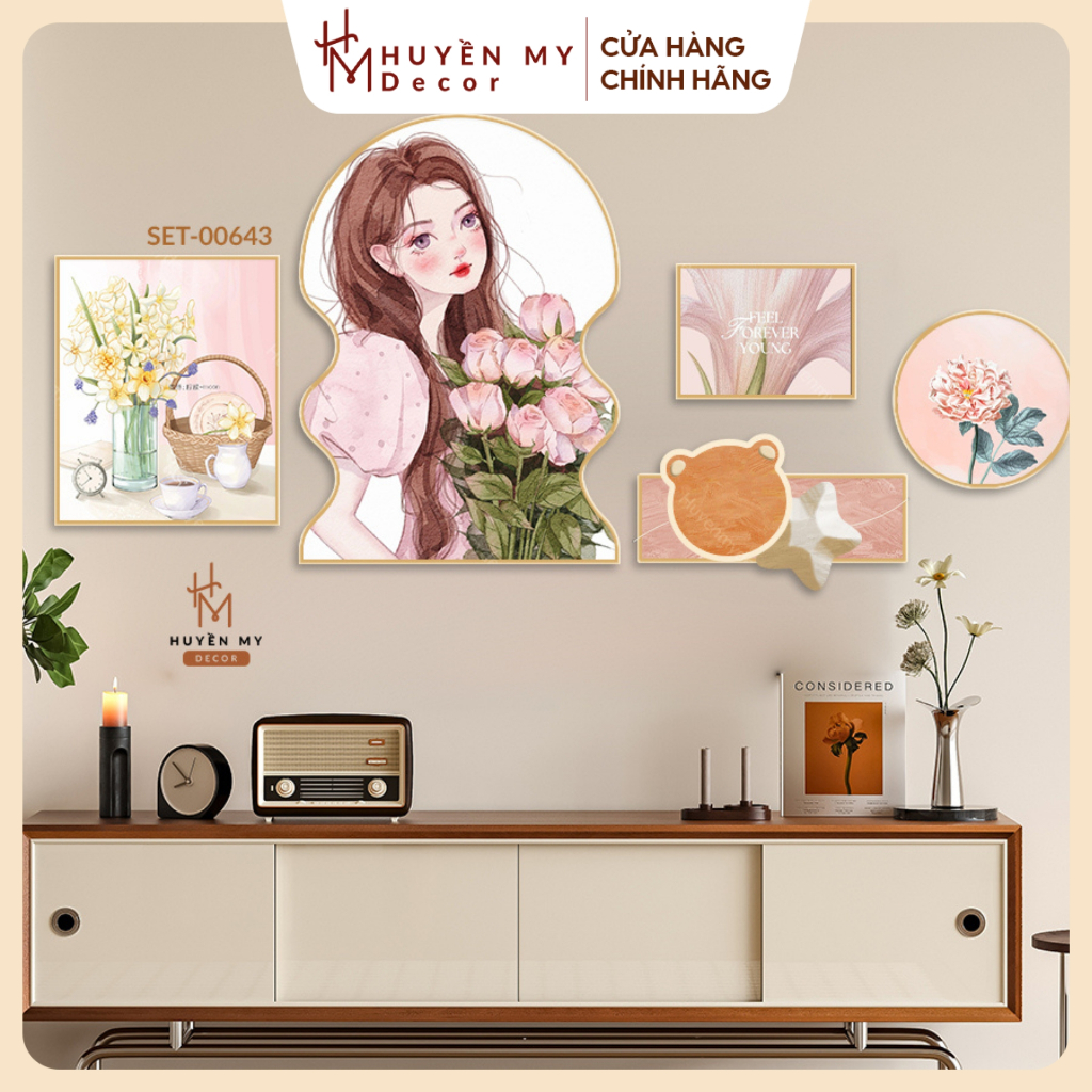 Set 5 Tranh Dán Tường Nghệ Thuật, Tranh Dán Tường Trang Trí Phòng Khách ...
