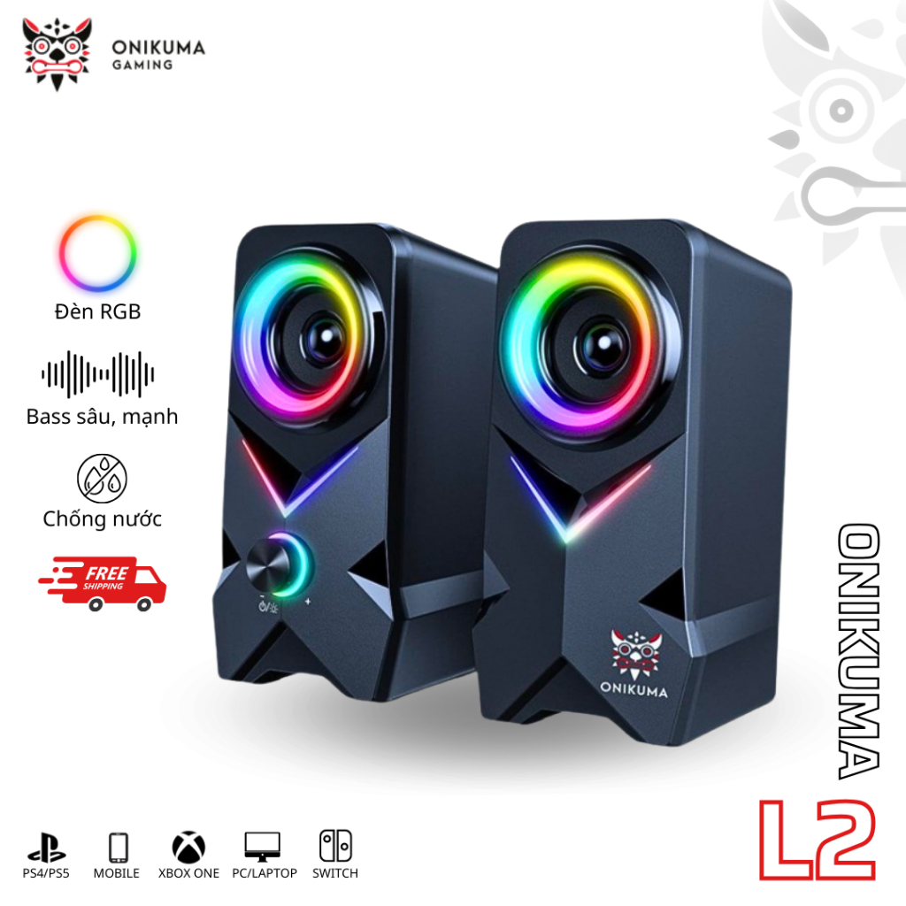 Loa Bluetooth gaming kết hợp có dây Audio USB ONIKUMA L2 hiệu ứng LED RGB âm thanh 3D sống động ...