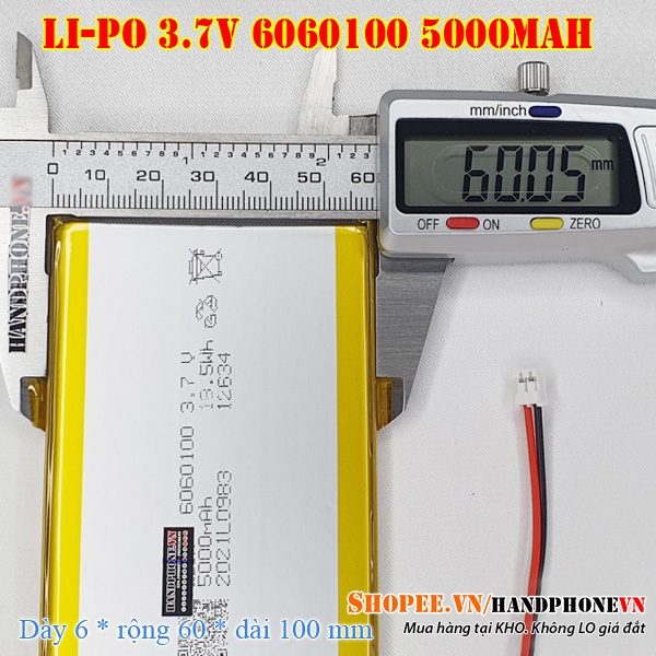 Pin Li-Po 3.7V 6060100 5000mAh (Li-Polyme) cho Bàn Phím Bluetooth, Loa ...