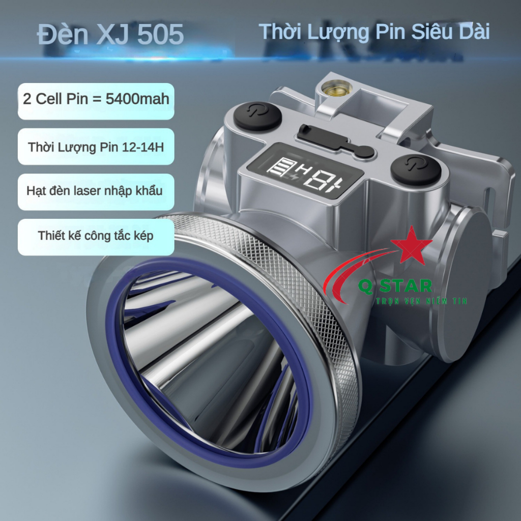 Đèn Pin Đội Đầu XJ 505 Pin Siêu Lâu Trang Bị Led Laser 20W Có Màn Hình ...