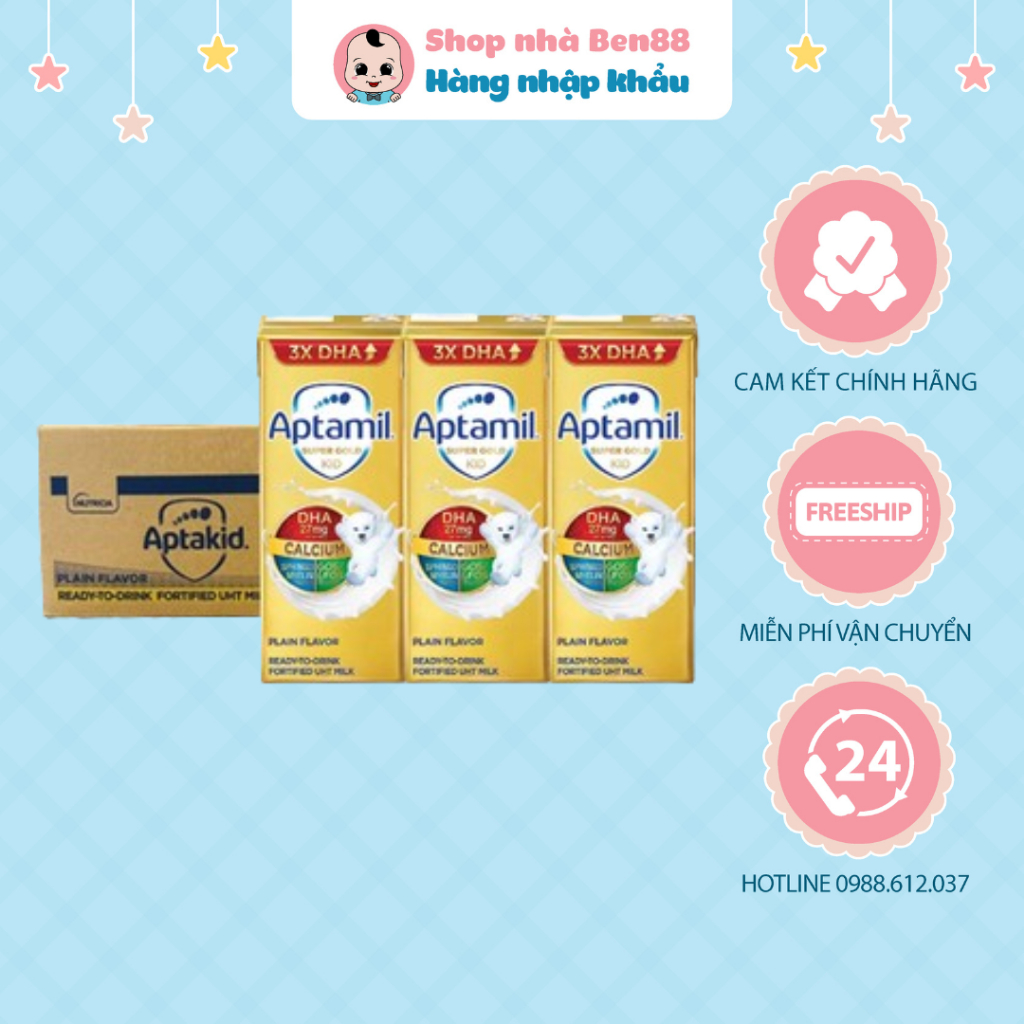 Thùng Sữa Nước Aptakid SUPERGOLD KID X3 DHA 27 Hộp Nhập Khẩu Chính Hãng - Lốc 3 Hộp 180ml ...