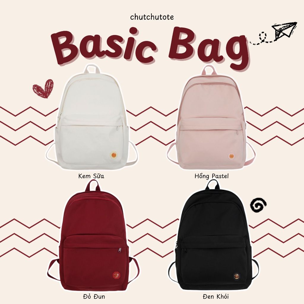 BL324 - Balo basic thời trang 4 màu xinh yêu nhiều - ngăn quai có lót đệm vai | Shopee Việt Nam