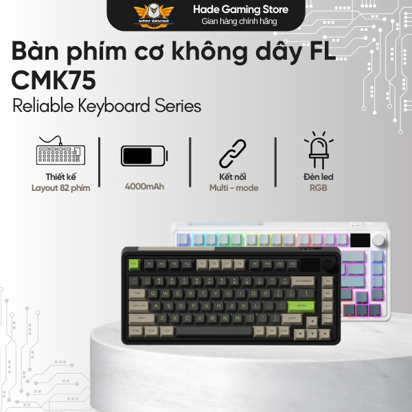 Bàn Phím Cơ Không Dây FL-Esports CMK75 Layout 82 Phím, Led RGB, Kết Nối ...