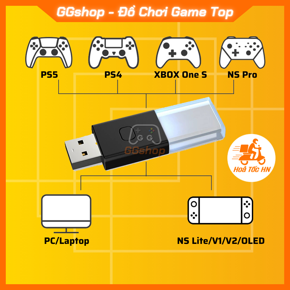USB Receiver Bluetooth 5.0 kết nối tay cầm PS5, PS4, Xbox với Nintendo ...